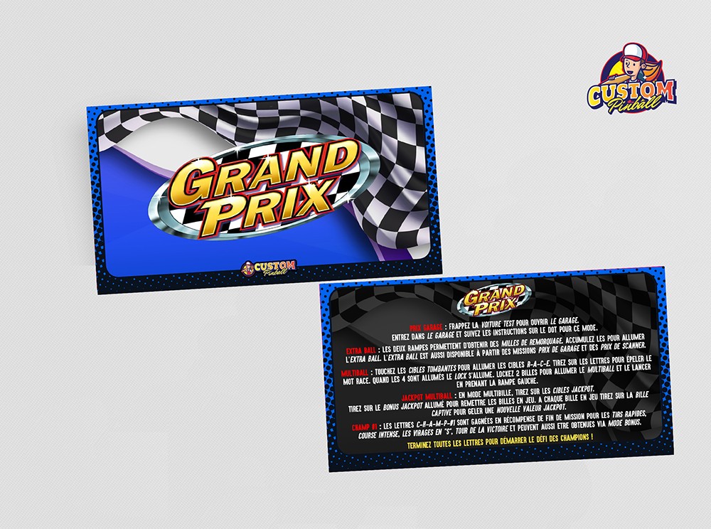 Rules cards Grand prix - Custom Pinball